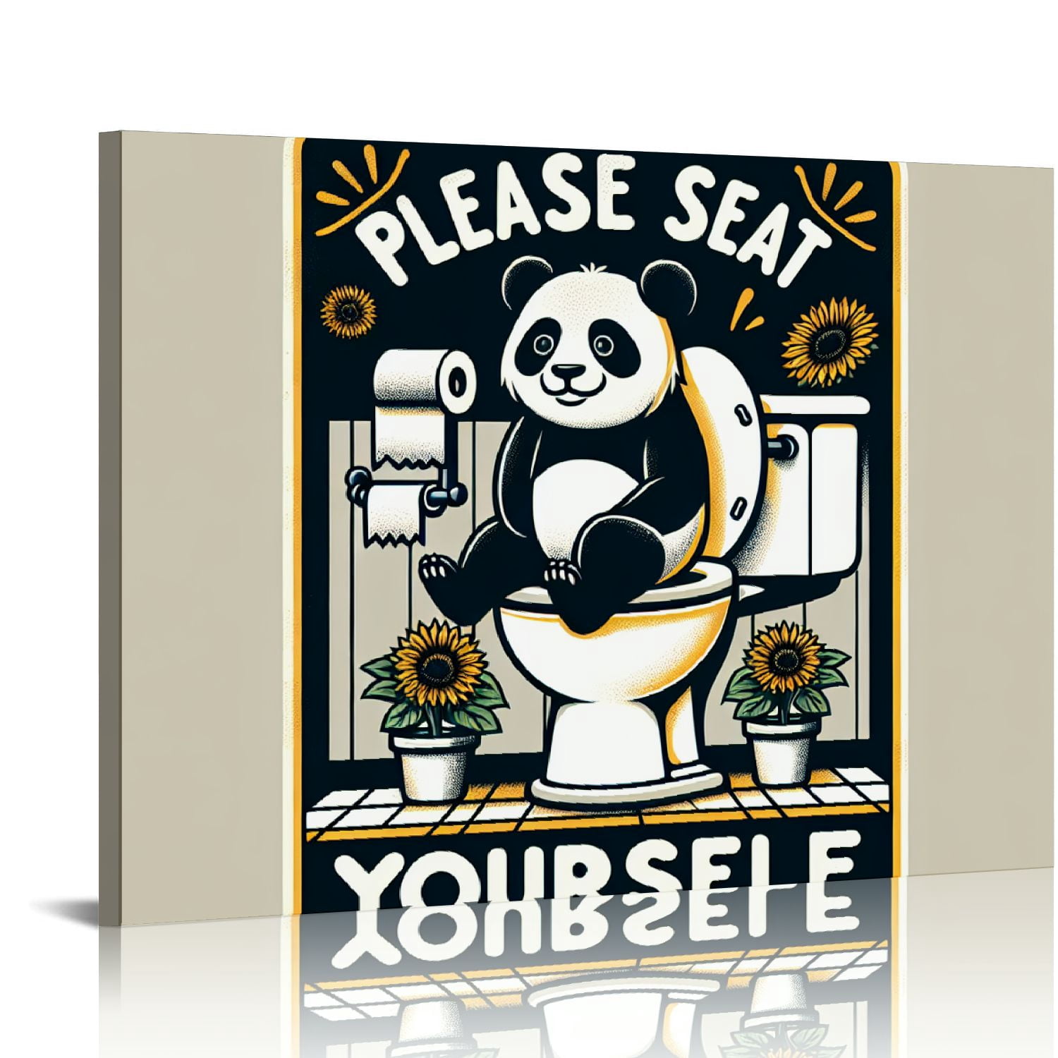 BCIIG Funny Panda Bathroom Wall Art Panda Bathroom Pictures Wall Decor ...