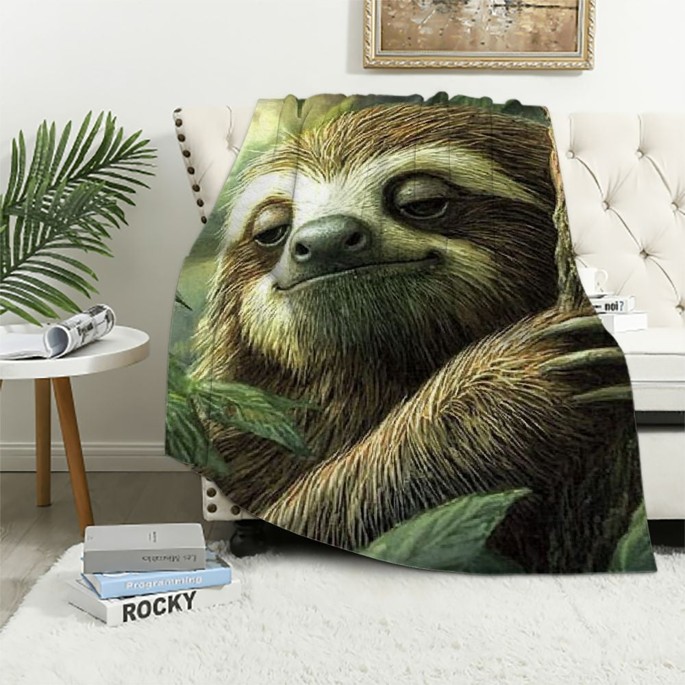 BCIIG Funny Sloth Blanket Soft Cozy Flannel Throw Blanket - Plush ...