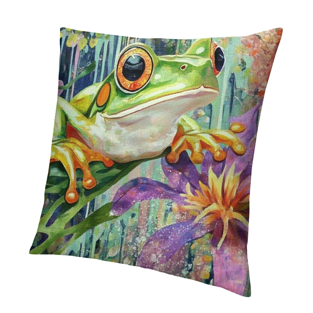 BCIIG Funny animal frog home décor pillowcase watercolor tree frog in ...