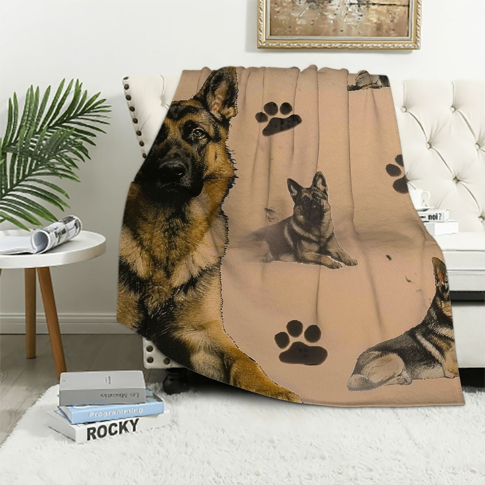 BCIIG German Shepherd Paw Print Warm Lightweight Blanket Soft Fleece ...