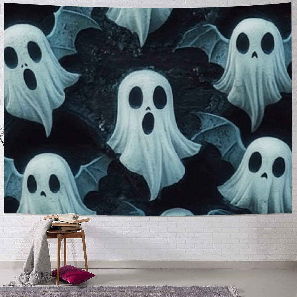 BCIIG Ghost Faces Bats Spooky Tapestry Wall Hanging Unique Style for ...