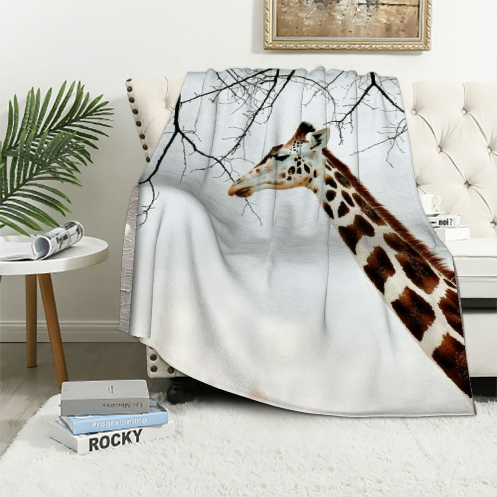BCIIG Giraffe Tree Branch Minimalism Soft Fleece Blanket Lightweight ...