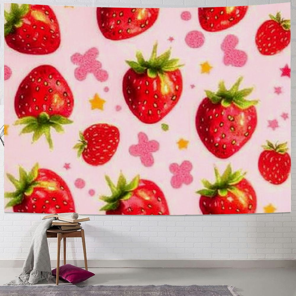 BCIIG Girls Pink Strawberry Tapestry Small Kids Girls Kawaii Strawberry ...