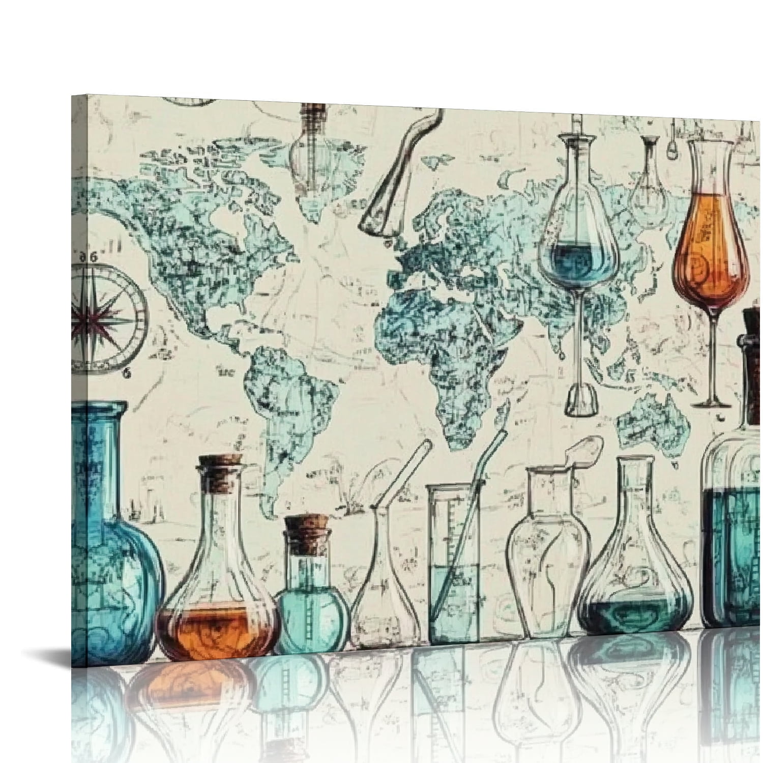 BCIIG Glassware World Map Analysis Wall Decoration for Bedroom, Kitchen ...