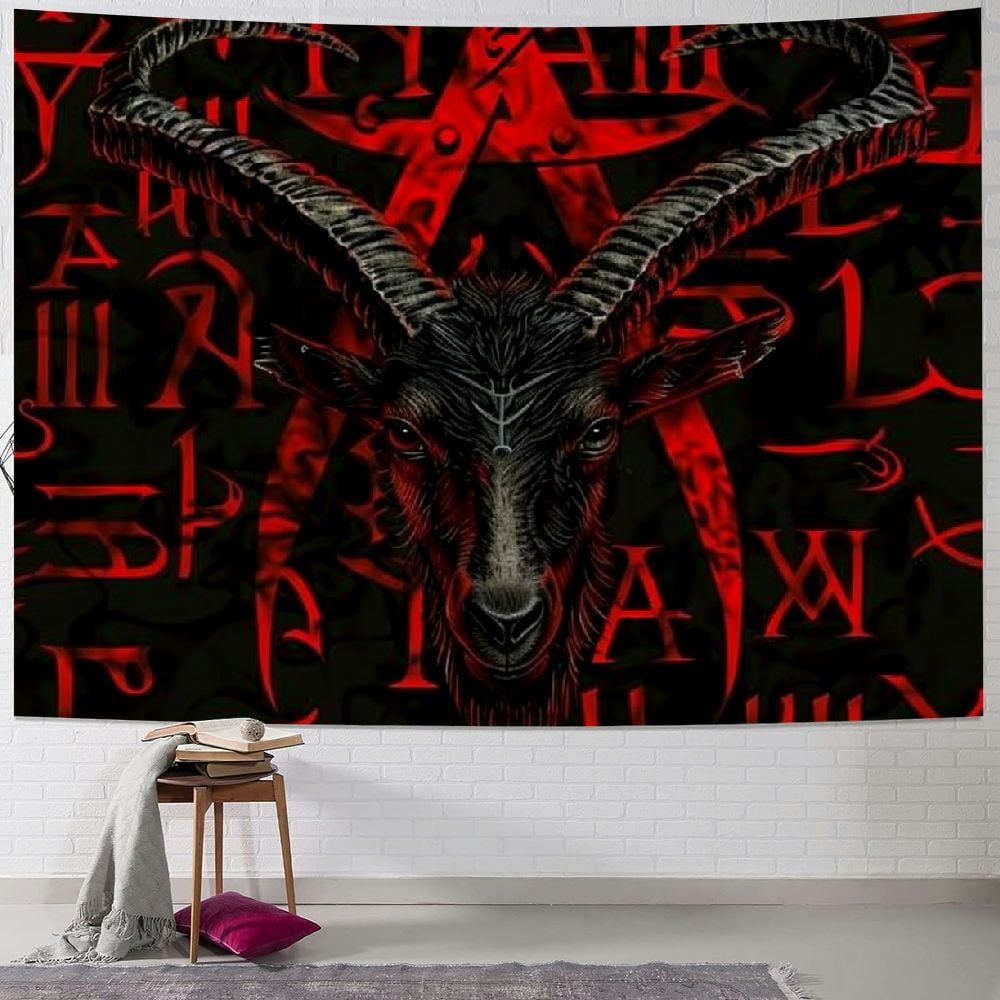 BCIIG Goat Satanic Tapestry Wall Hanging Devil Pentagram Tapestry Demon ...
