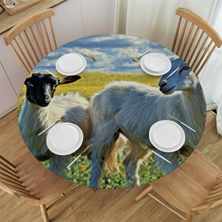 BCIIG Goats Round Table Cover Stain Resistant and Washable Indoor ...