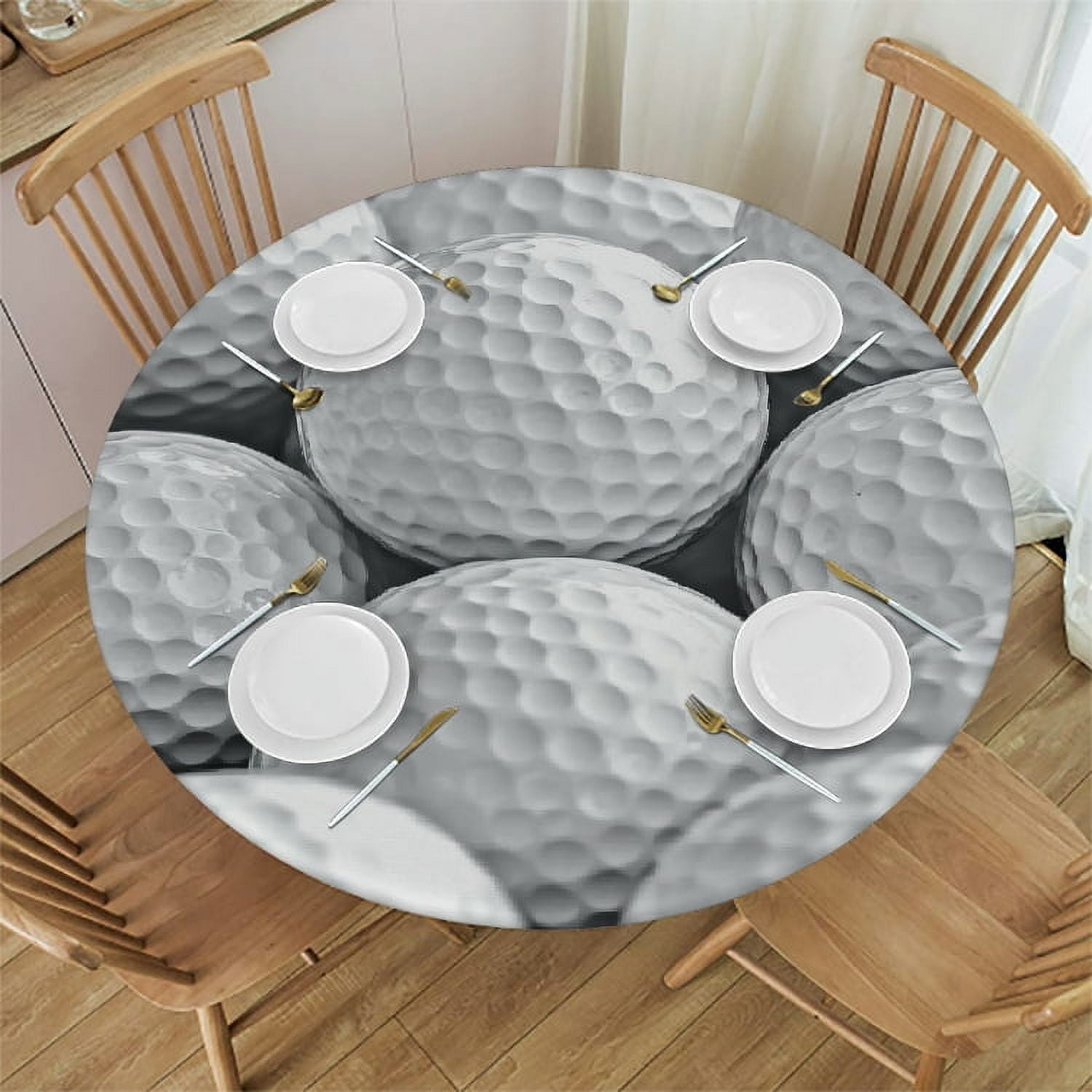 BCIIG Golf Balls Table Surface Round Tablecloth Stain-Resistant ...