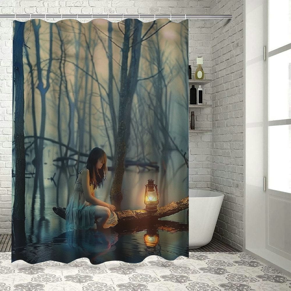 BCIIG Gothic Shower Curtain, Woman Floating on The Lake with Tree ...