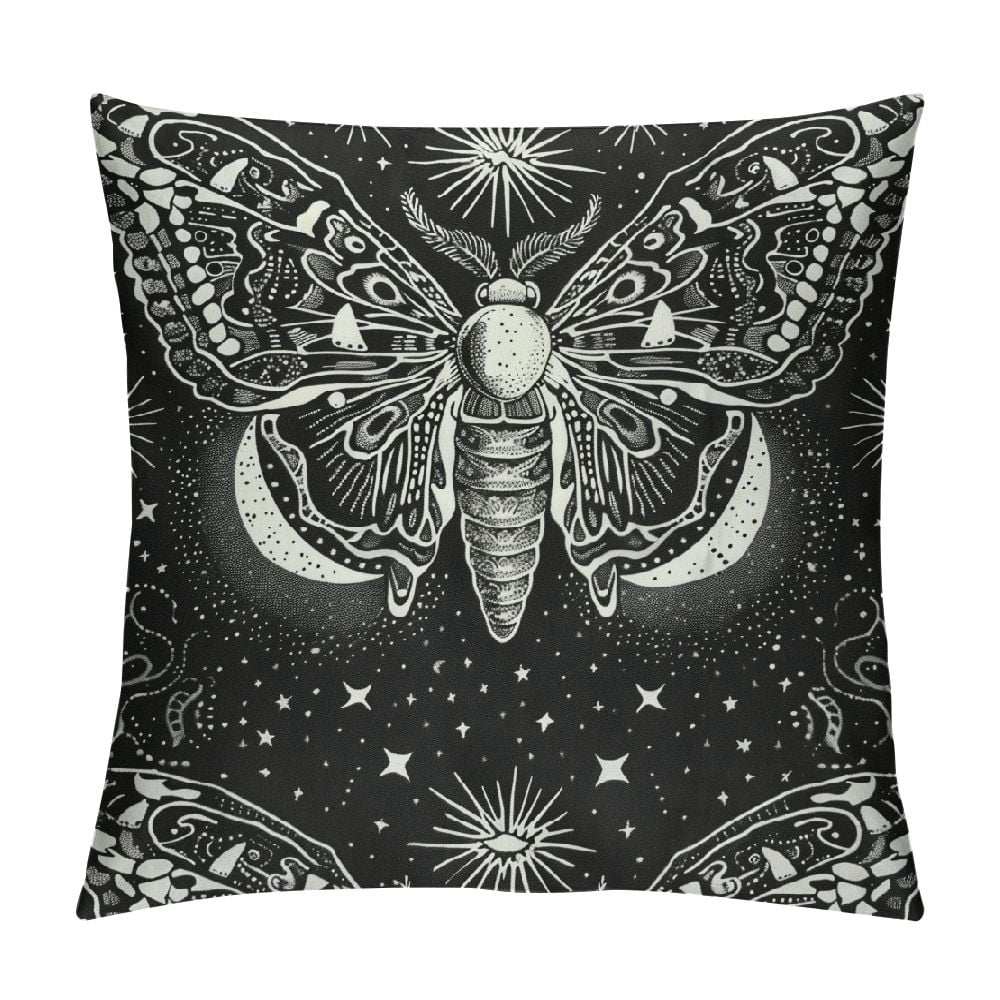 BCIIG Gothic Throw Pillow Cover 18x18 Inch, Skull Moth Pillow Cover for ...