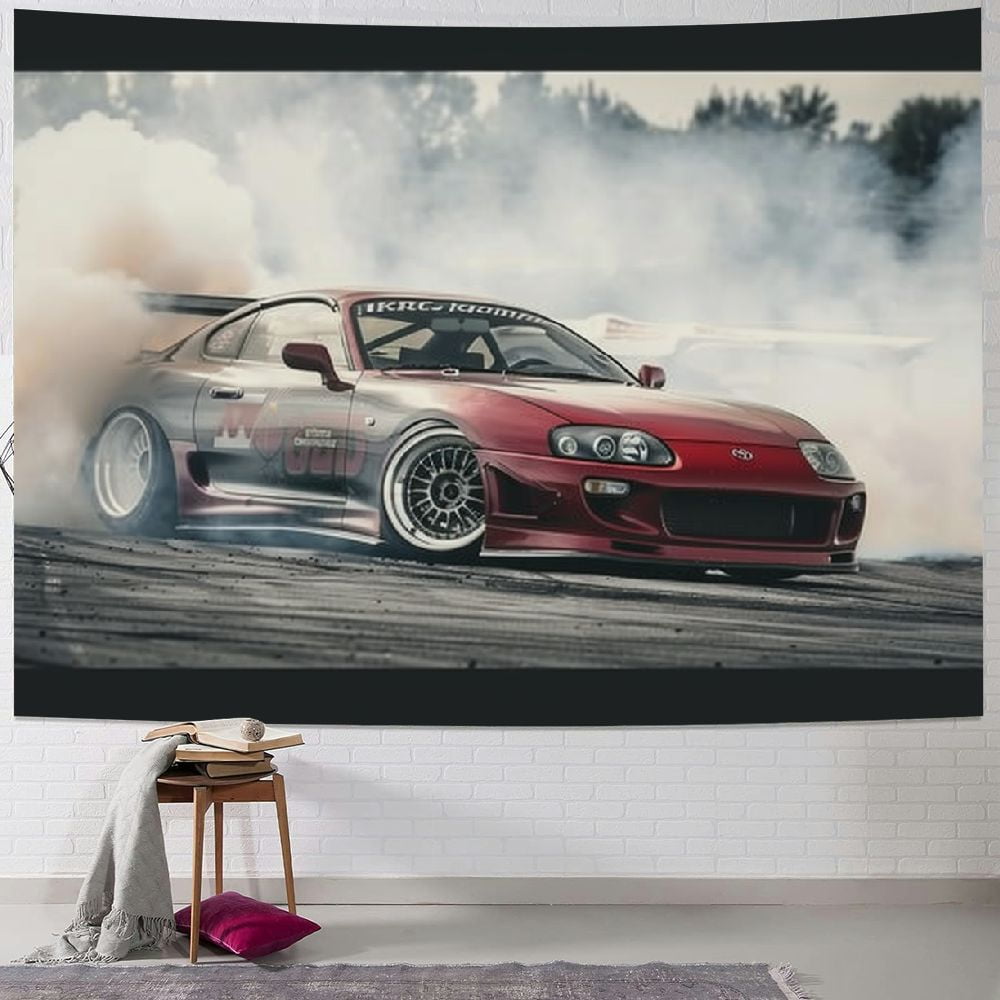 BCIIG Gr Japanese JDM Drift Cars Red Races Realistic Tapestry Tapestry ...
