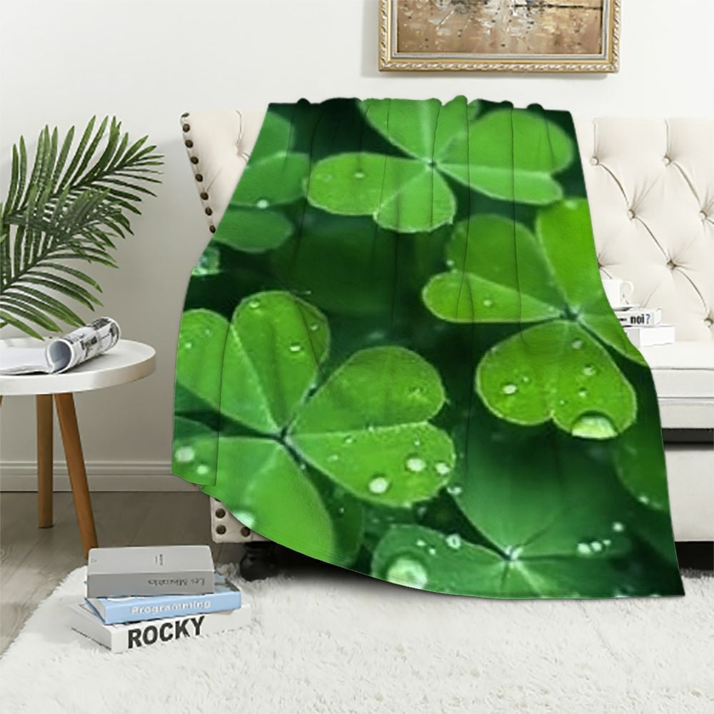 BCIIG Green Leaf Blanket Flannel Plant Throw Blankets Soft Plush Giant ...