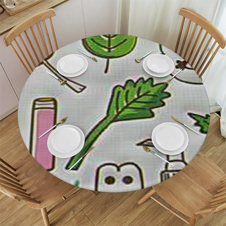 BCIIG Green Leaf Round Tablecloth Stain-Resistant Washable for Indoor ...
