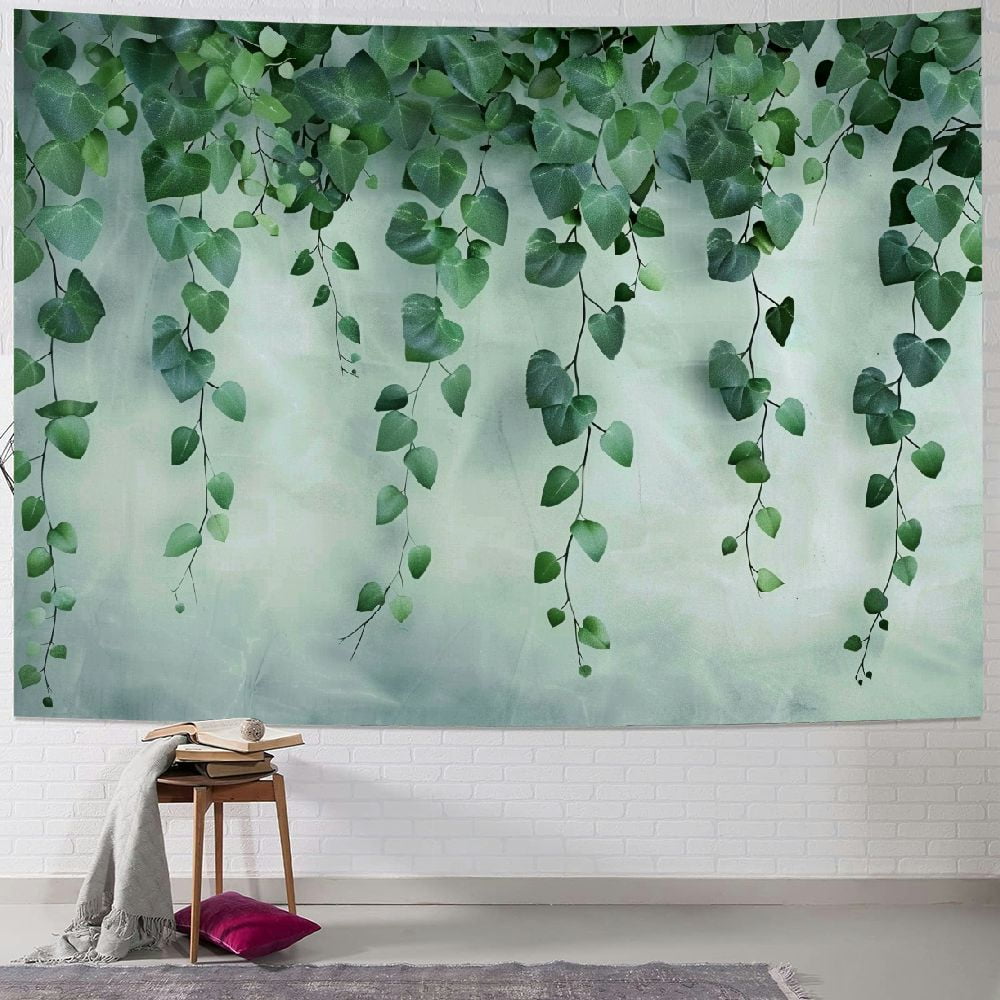 BCIIG Green Leaf Tapestry Wall Hanging Tropical Eucalyptus Leaves ...