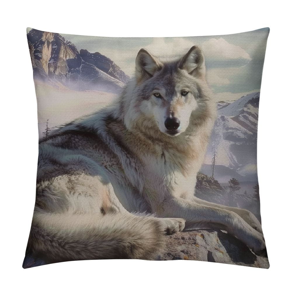 BCIIG Grey Wolf Pillow Cover 18x18 Inch, Timber Wolf in Winter ...