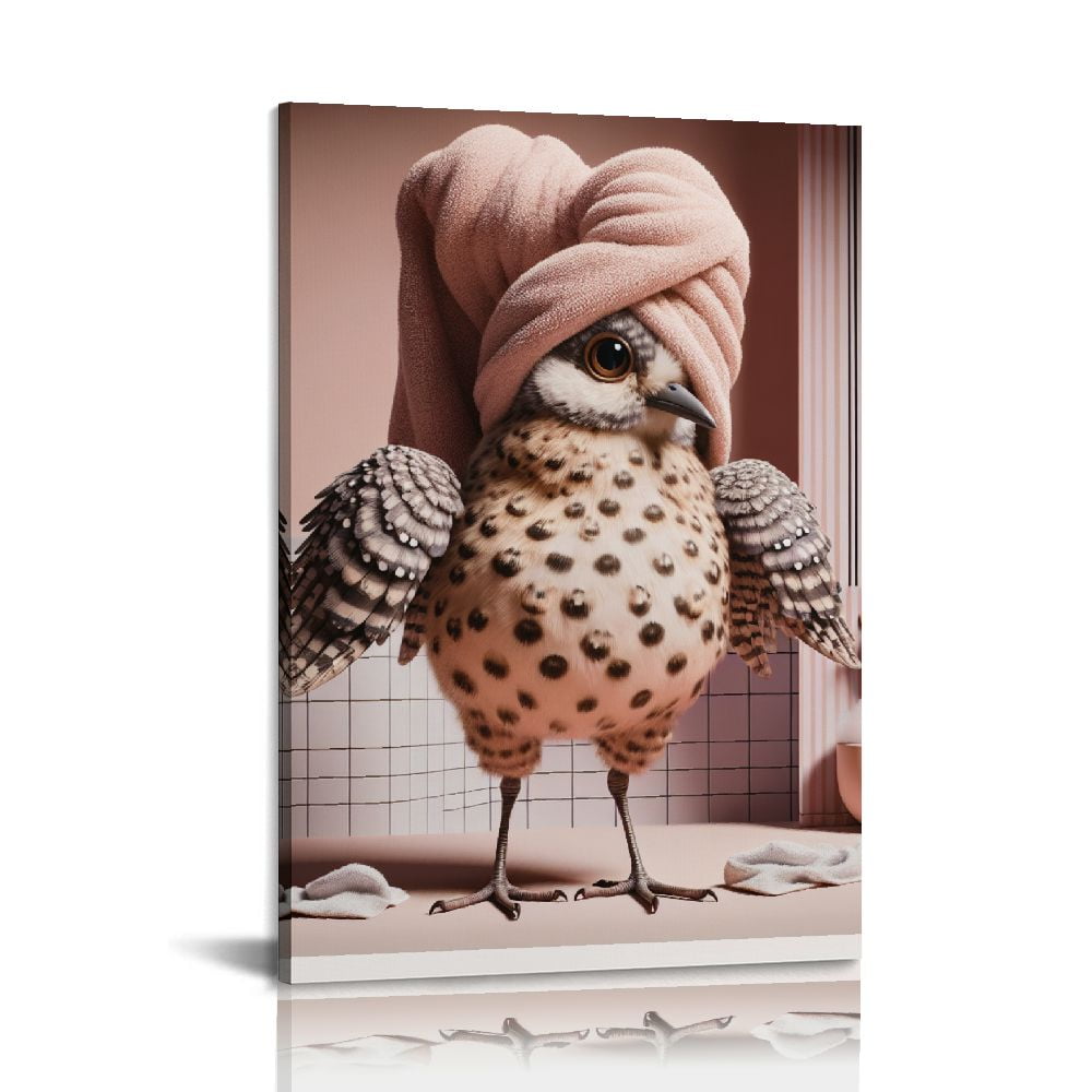 BCIIG Grumpy Frog On The Towel Funny Bathroom Canvas Wall Art ...