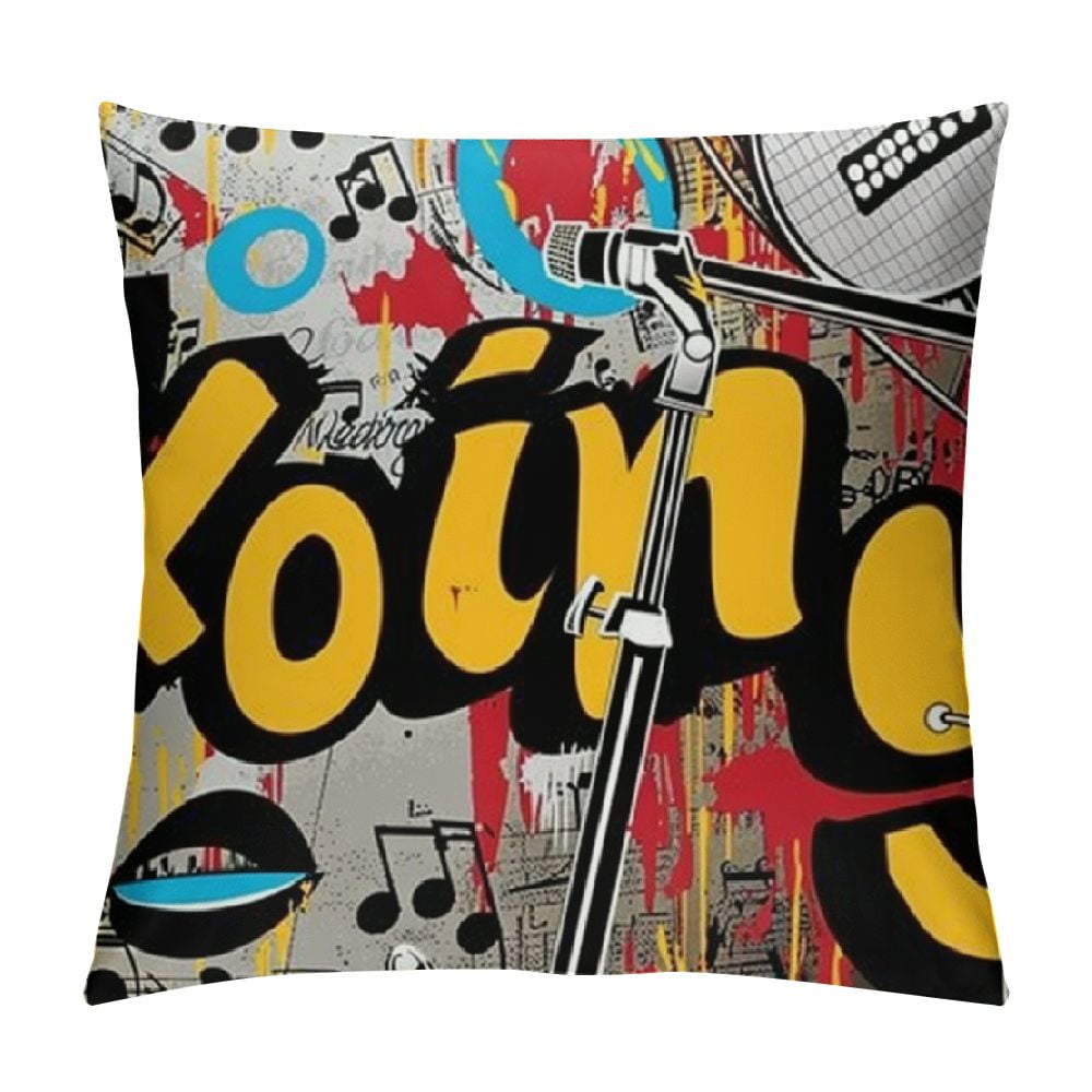 BCIIG Guitar Microphone Music Theme Decorative Throw Pillow Cover for ...