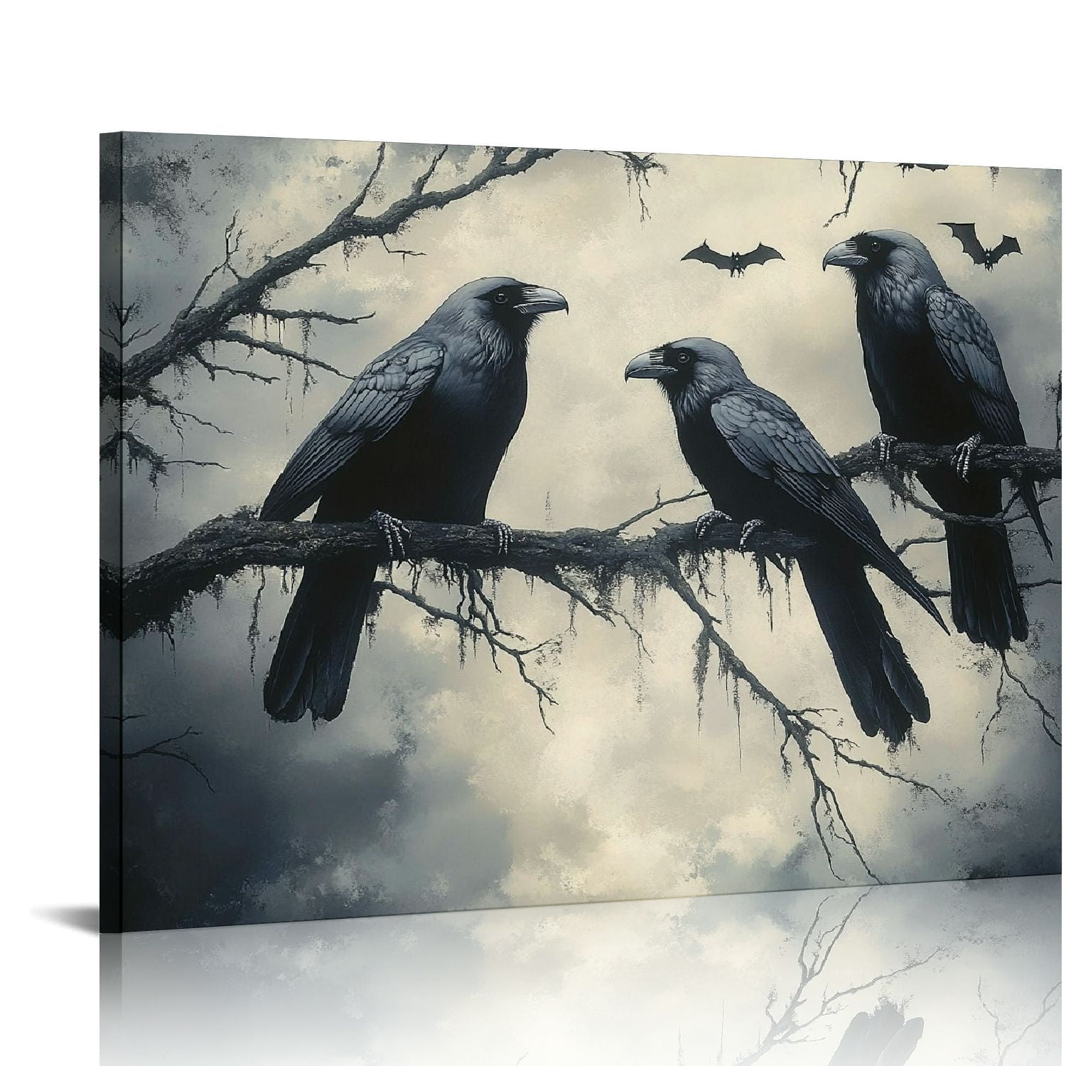 BCIIG Halloween Wall Art Black Raven Art Night Forest Landscape ...