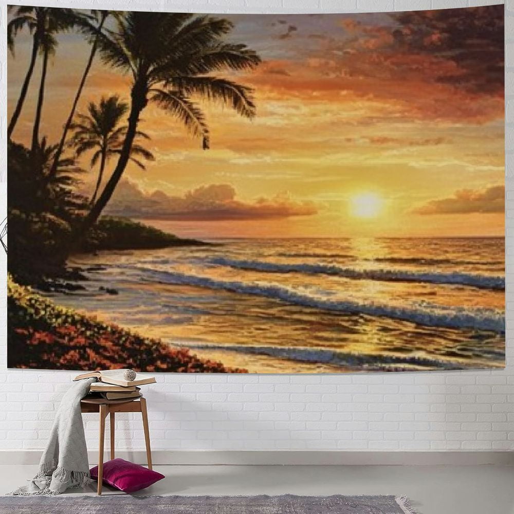 BCIIG Hawaiian Tapestry, Warm Tropical Sunset on Sands of Kaanapali ...