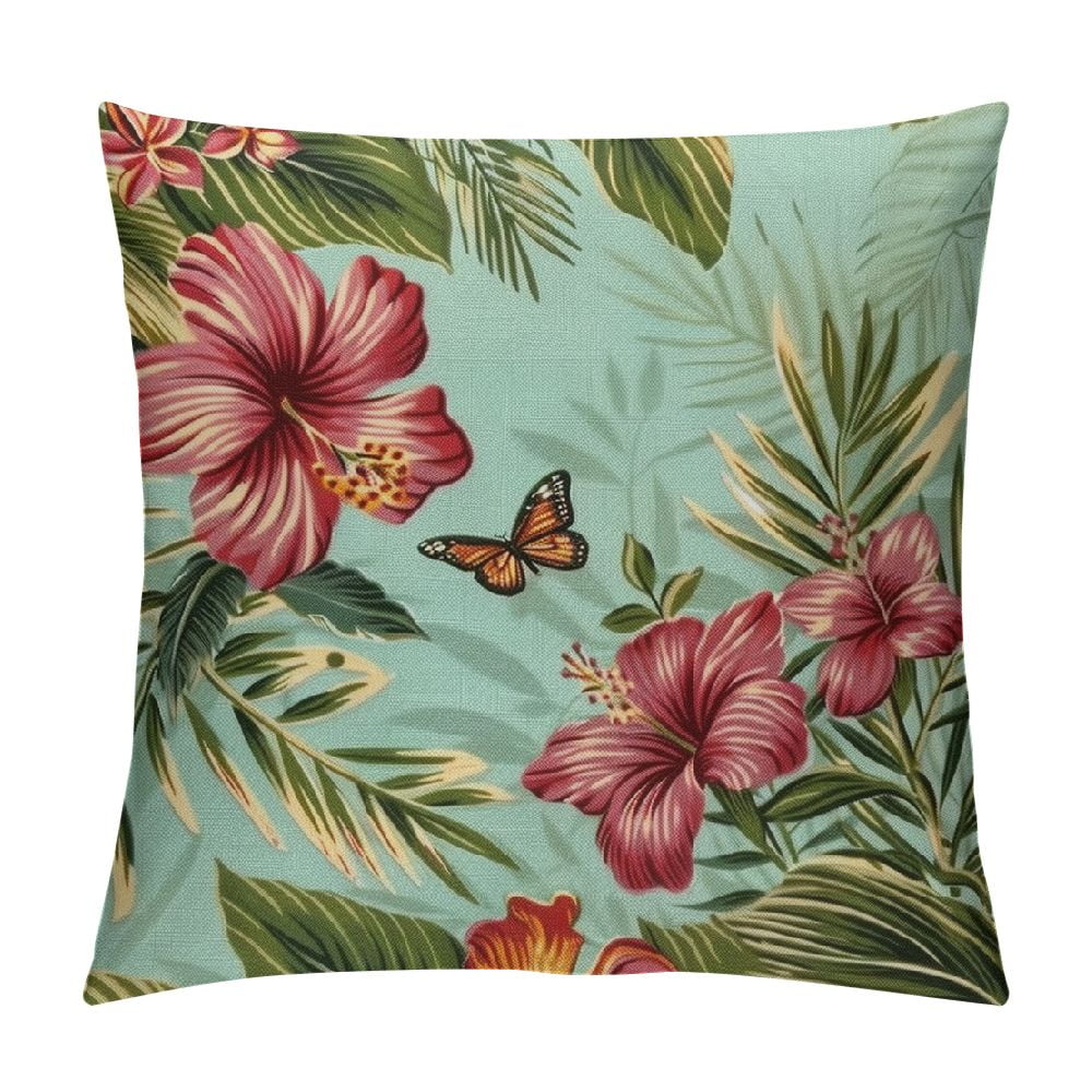 BCIIG Hawaiian Tropical Leaves Throw Pillow Cover Farmhouse Decorative ...