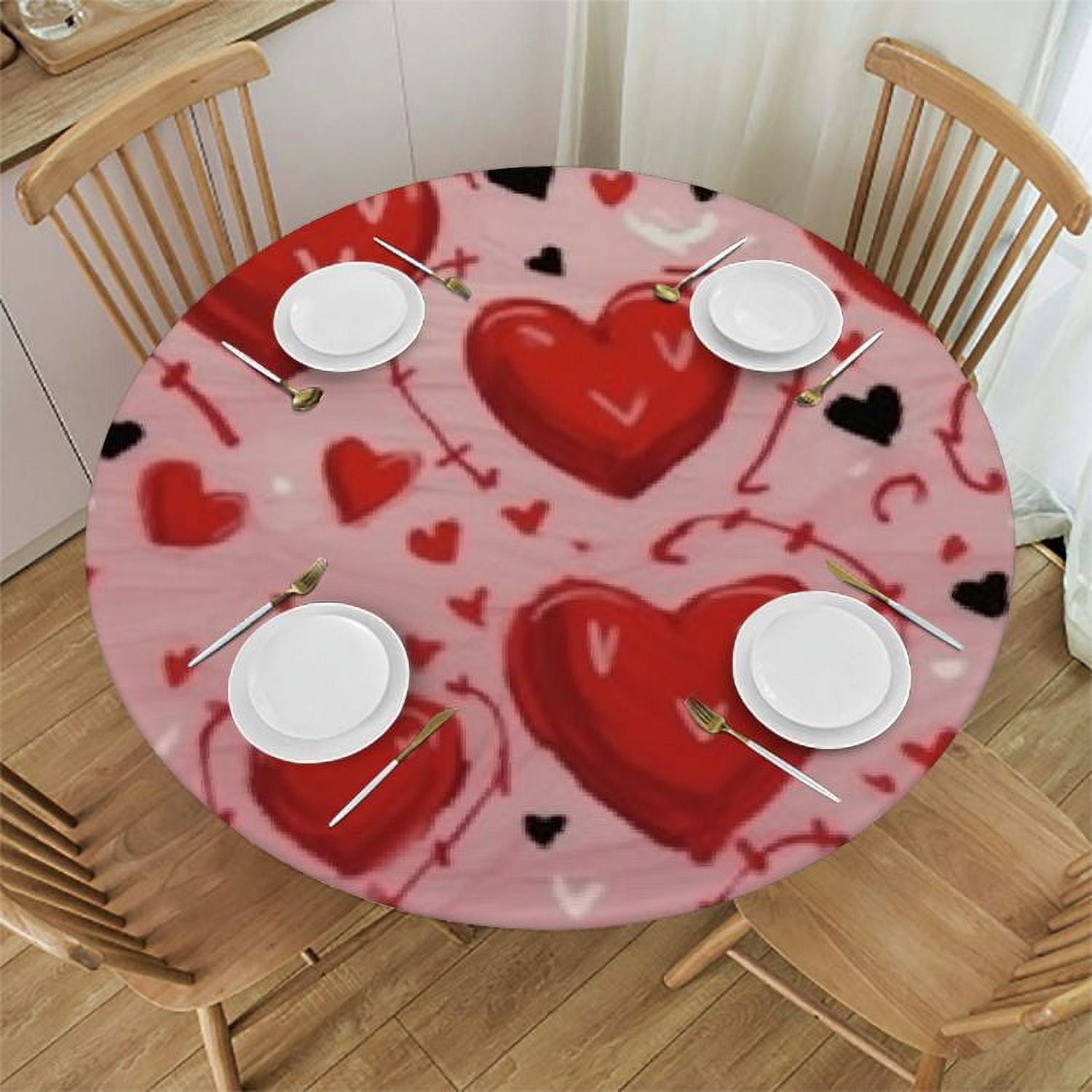 BCIIG Hearts Crosses Romanticism Round Table Cover Stain Resistant ...