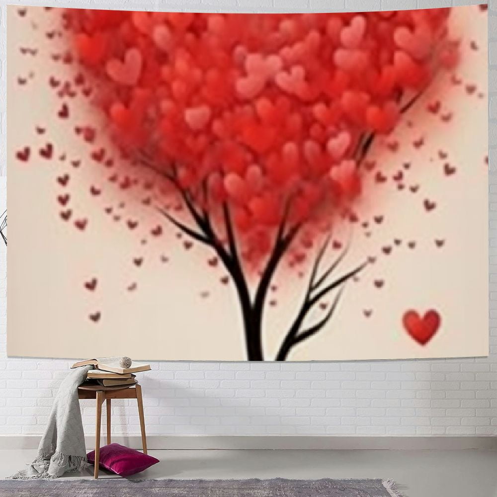BCIIG Hearts Tree Tapestry Wall Hanging Unique Style for Home Decor ...