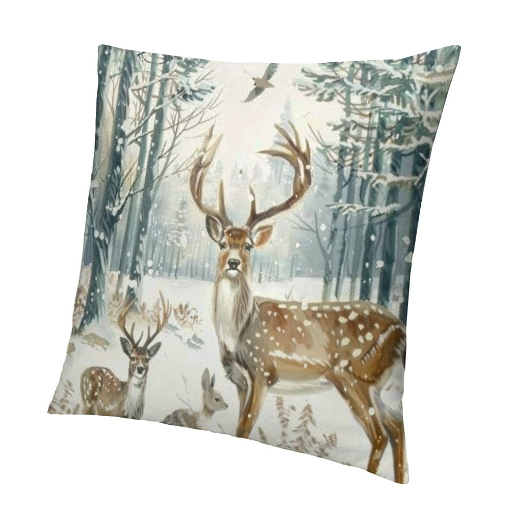 BCIIG Hello Winter Throw Pillow Covers Reindeer Fox Squirrel Snowy Pine ...