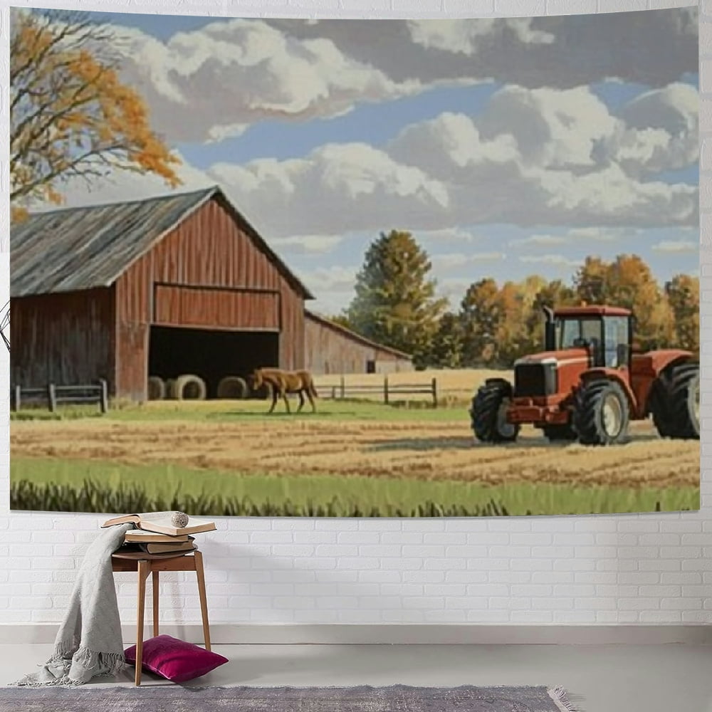 BCIIG Horse Tractor Farm Tapestry Wall Hanging Unique Style Graphic ...