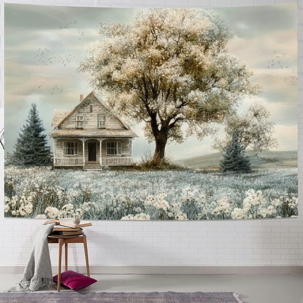 BCIIG House Tree Field Tapestry Wall Hanging Unique Style Graphic ...