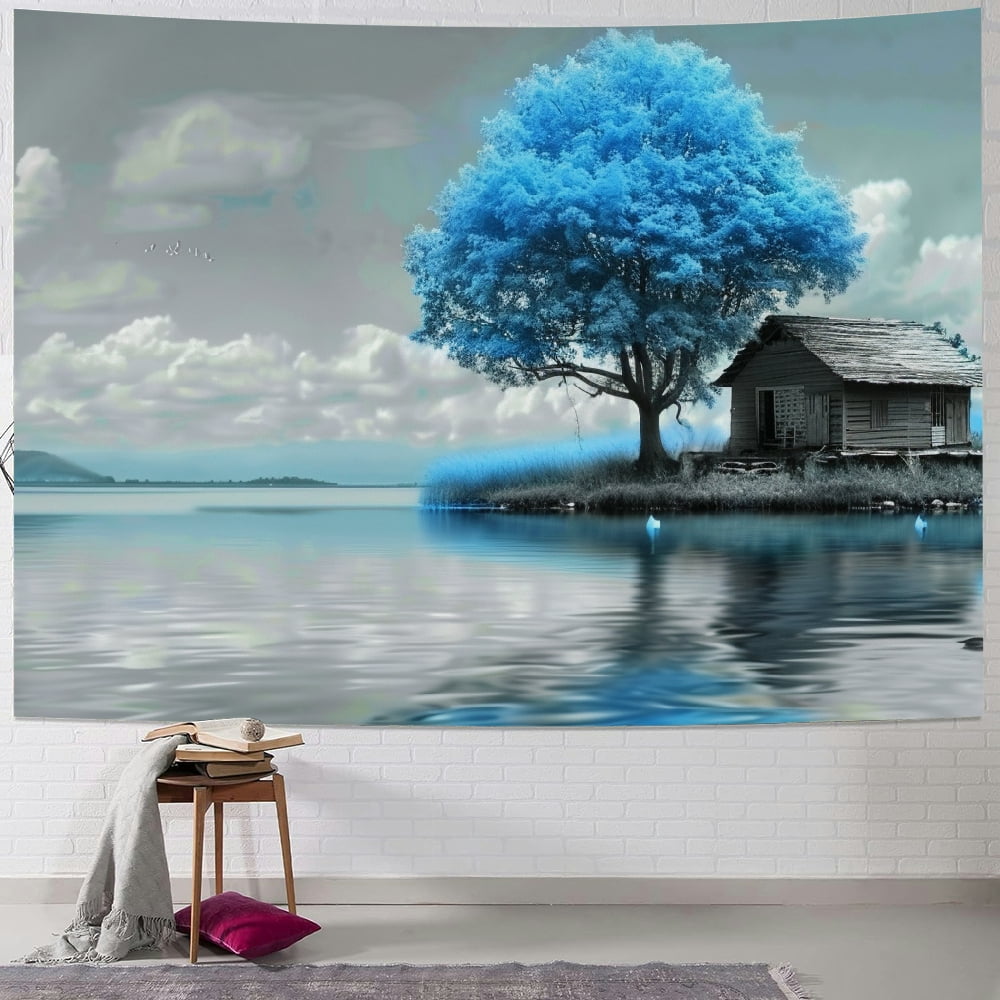 BCIIG House Tree Lake Tapestry Wall Hanging Unique Style Graphic ...