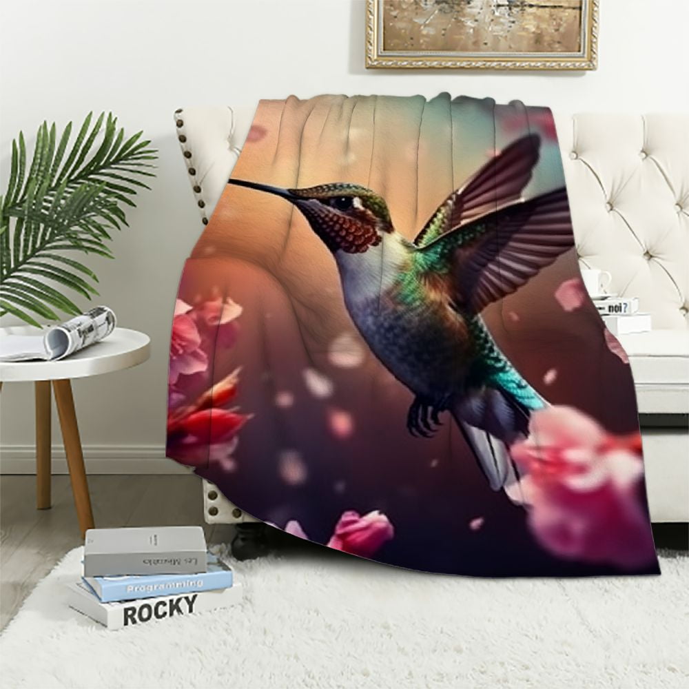 BCIIG Hummingbird Floral Bird Blanket Gifts Colorful Flowers Spring ...
