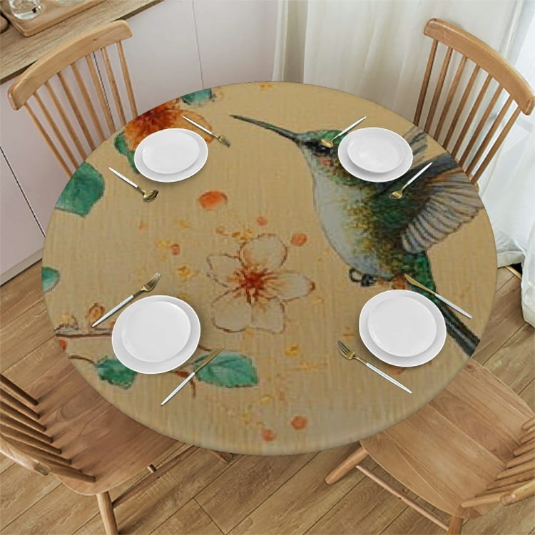 BCIIG Hummingbird Flowered Branch Round Tablecloth, Waterproof and ...