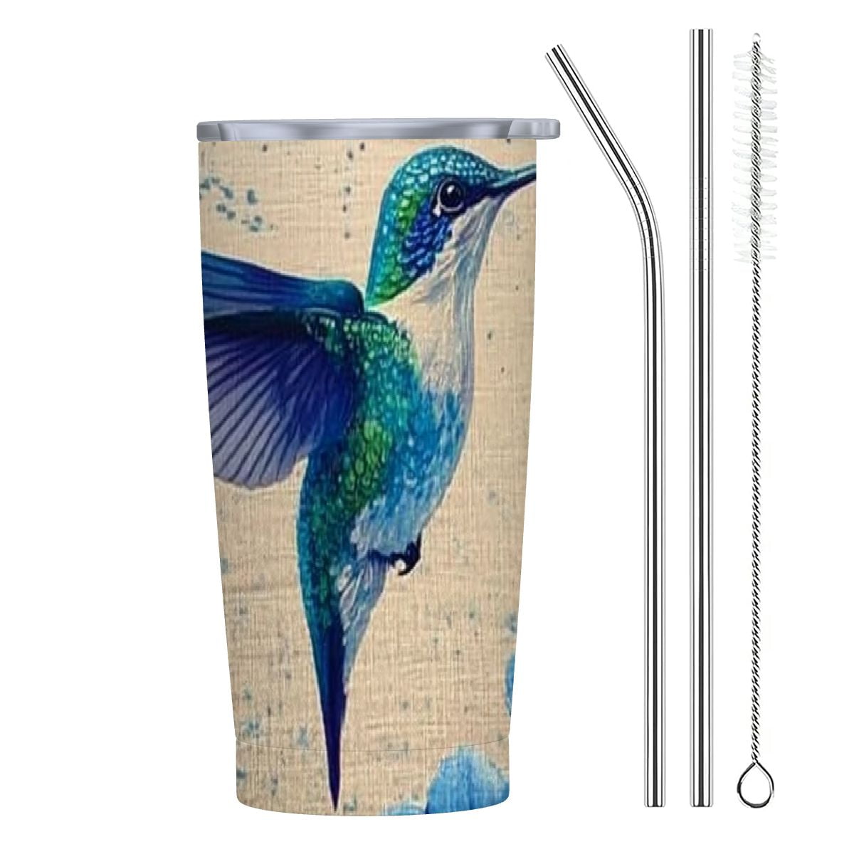 BCIIG Hummingbird Flowers 20oz Stainless Steel Thermal Cup with Straw ...