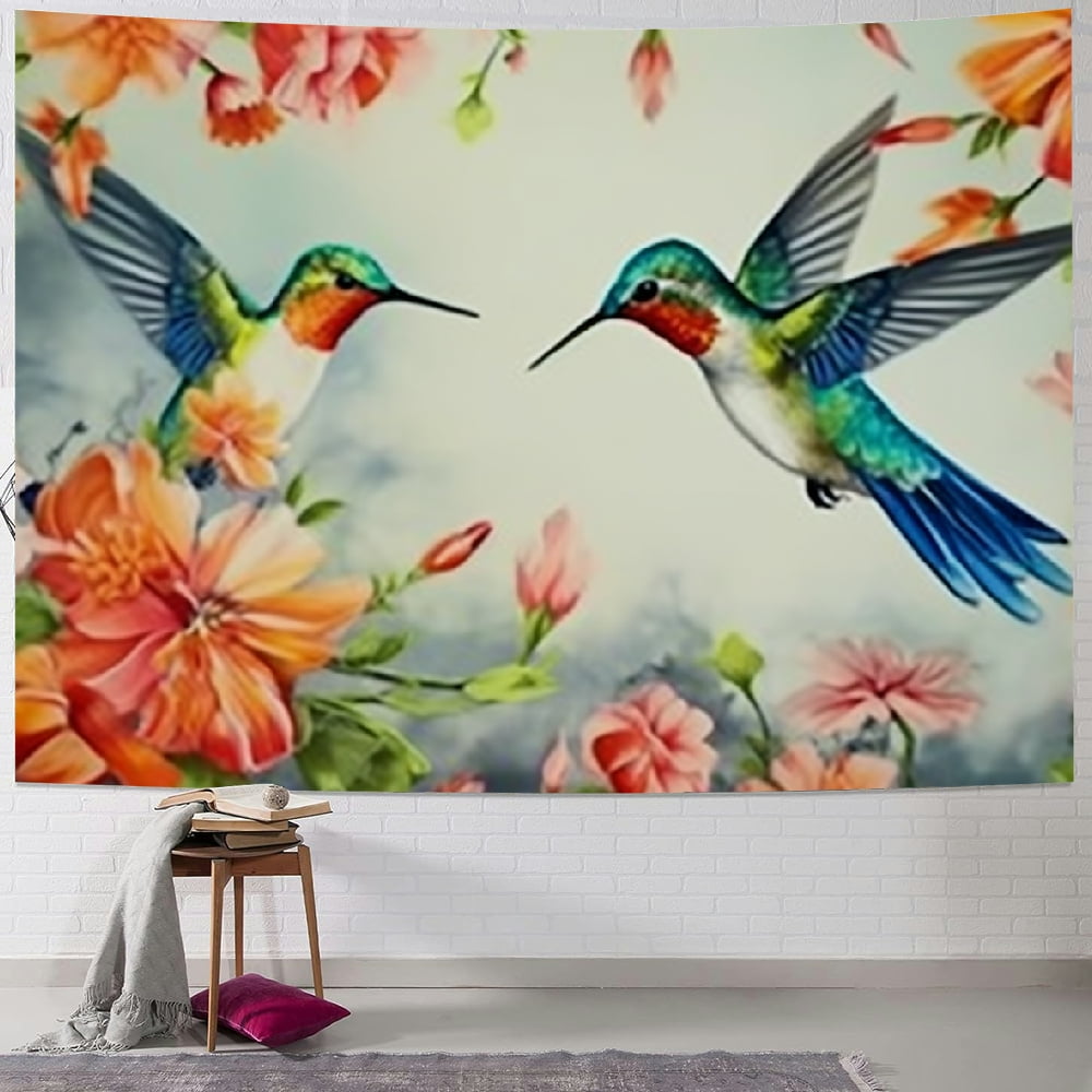 BCIIG Hummingbird Flowers Butterflies Tapestry Wall Hanging Unique ...