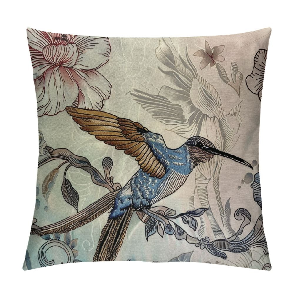 BCIIG Hummingbird Pillow Cushion Cover Pack of 2, Birds and Hibiscus ...