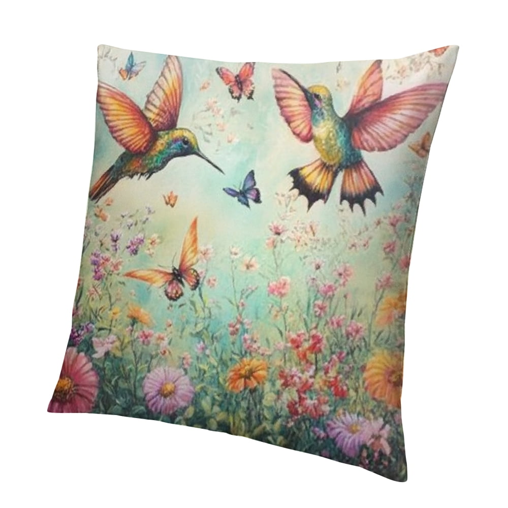 BCIIG Hummingbirds Butterflies Flower Field Pillowcase Home Decor ...