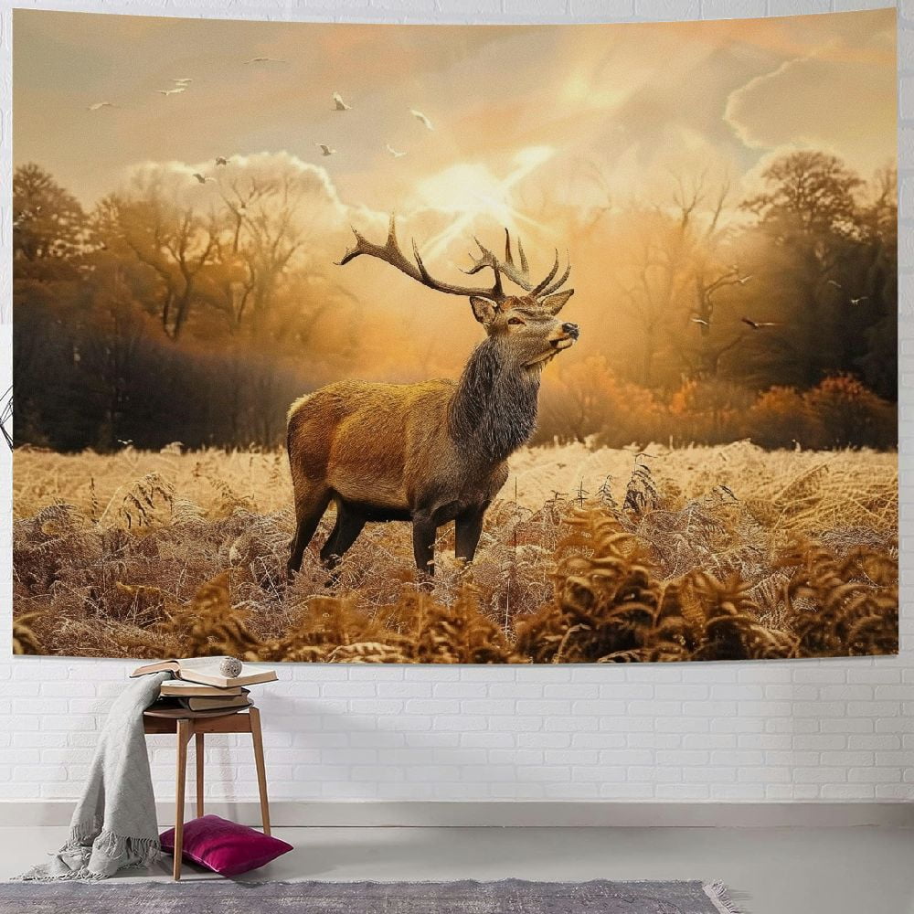 BCIIG Hunting Tapestry, Red Deer in the Morning Sun Wilderness Nature ...