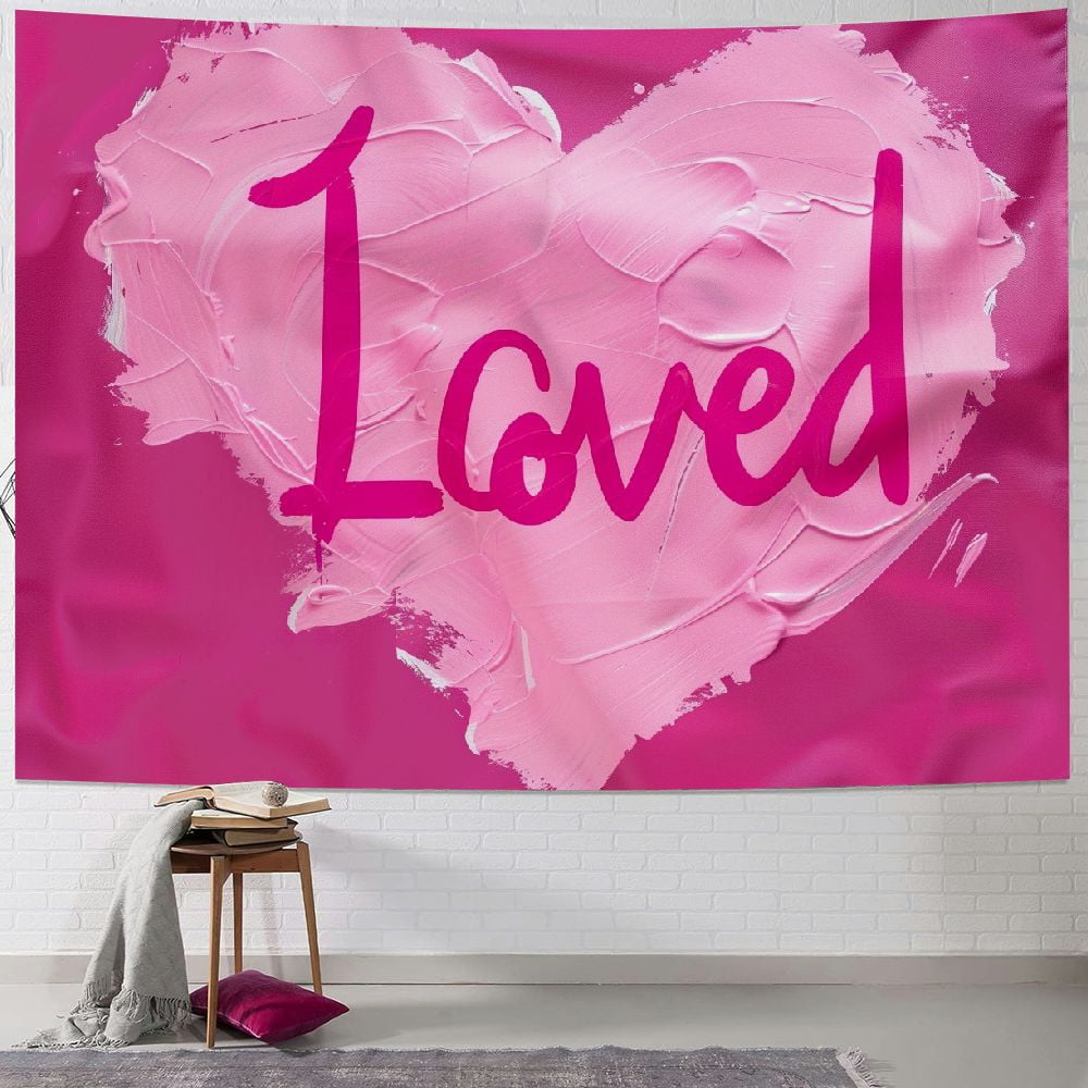 BCIIG I Love Pink Wall Tapestry Backdrop Banner Beach Yoga Picnic Mat ...
