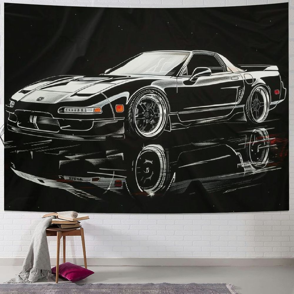 BCIIG Jdm Car Tapestry Black and White Wall Hanging Decor for Men Cool ...