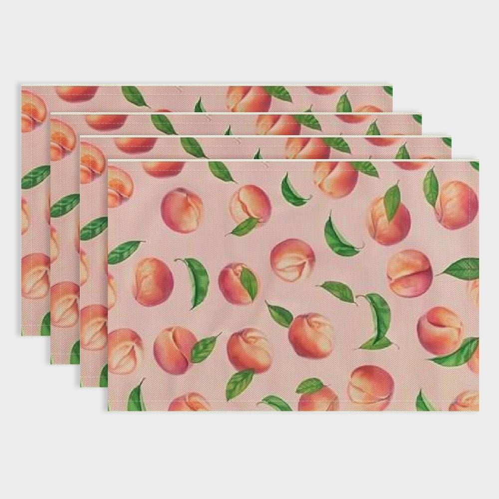BCIIG Juicy Peach Print Table Place Mats, Set Cute Summer Fruit ...