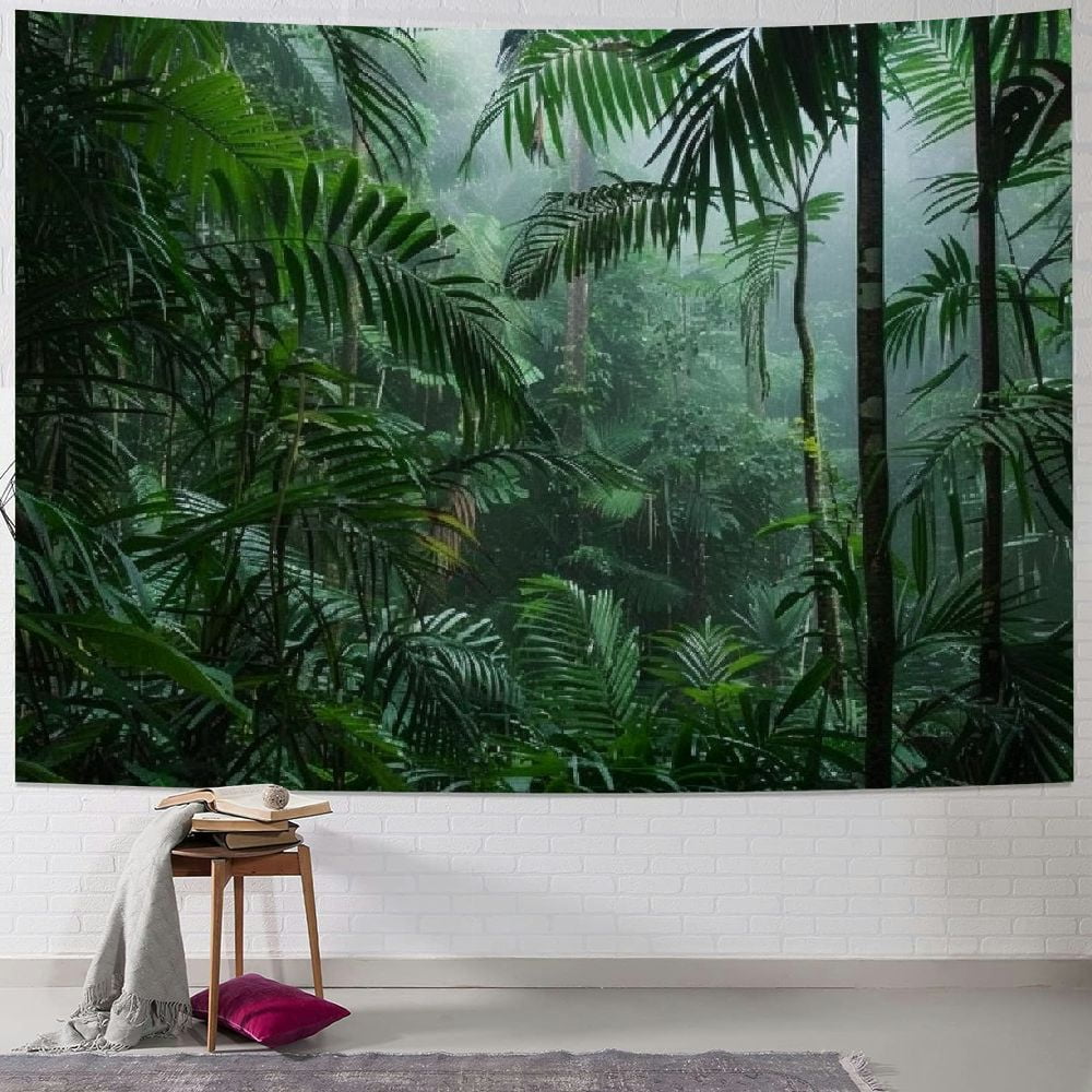 BCIIG Jungle Tapestry Wall Hanging, Rainforest Landscape Tapestry Green ...