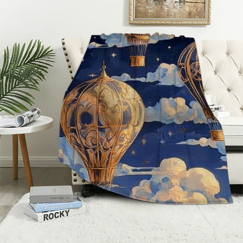 BCIIG Kids Hot Air Balloon Flannel Throw Blanket Glitter Fuzzy Blanket ...
