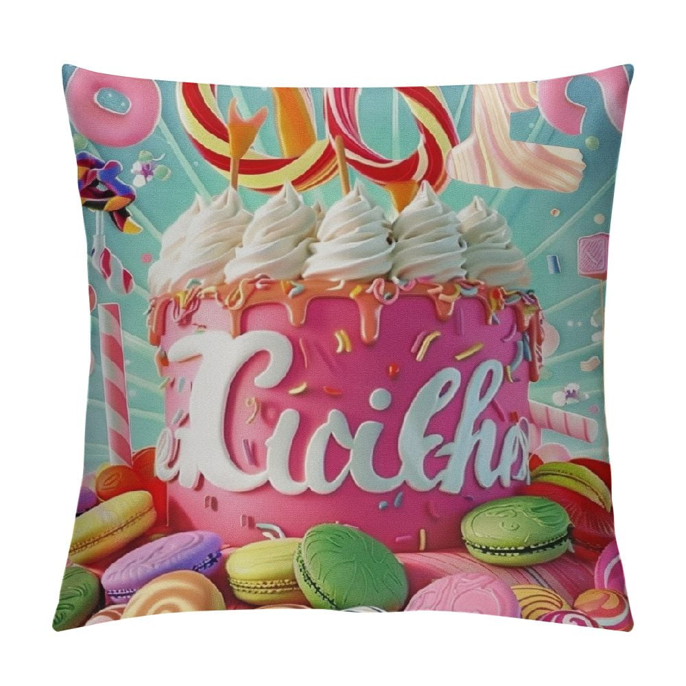 BCIIG Kids Sweet Candy Decorative Square Throw Pillow Cover Watercolor ...