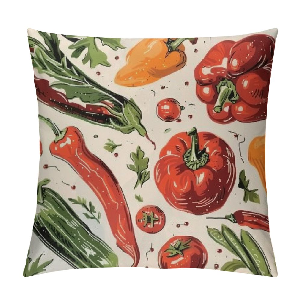 BCIIG Kids Vegetable Throw Pillow Cover ,Tomatoes Chili Peppers Pillow ...