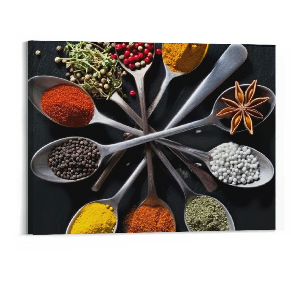 BCIIG Kitchen Canvas Wall Art Spices Colorful Spoon Spice Wall Decor ...