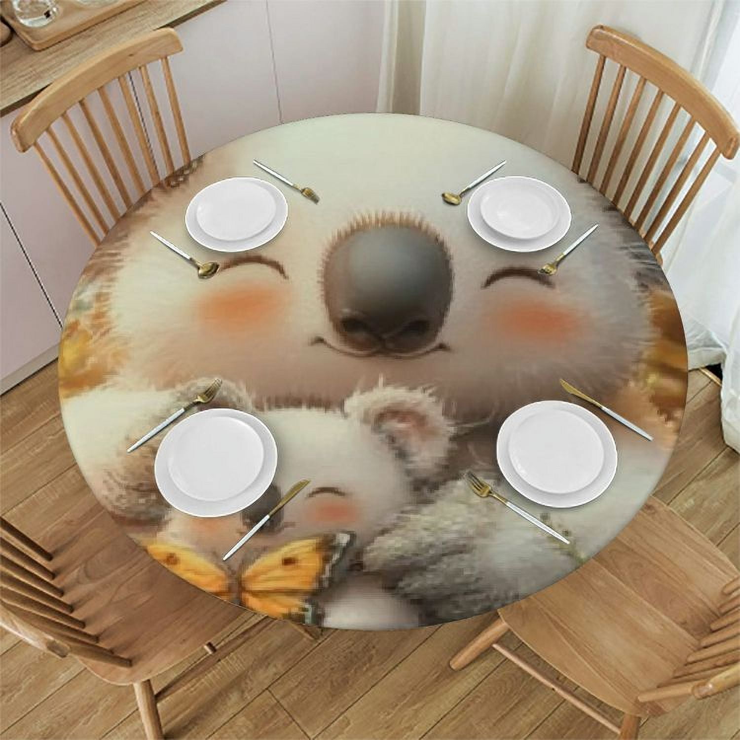 BCIIG Koala Baby Butterfly Round Tablecloth Stain-Resistant Washable ...