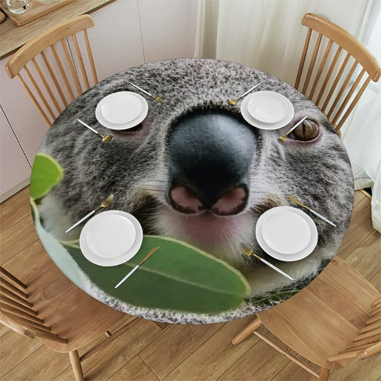BCIIG Koala Leaves Round Tablecloth Stain-Resistant & Washable for ...