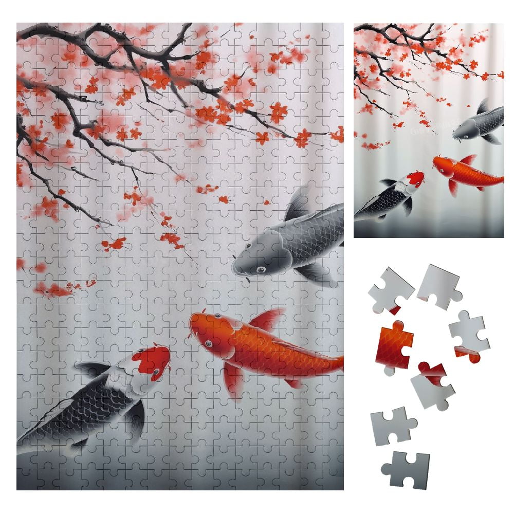 BCIIG Koi Fish Cherry Blossom Tree Pond Wooden Puzzle Vertical ...