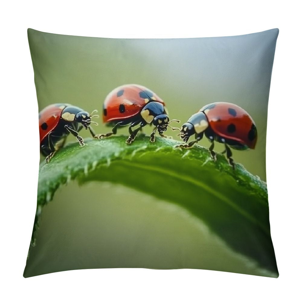 BCIIG Ladybugs Green Leaf Graphic Decorative Throw Pillow Cover for ...