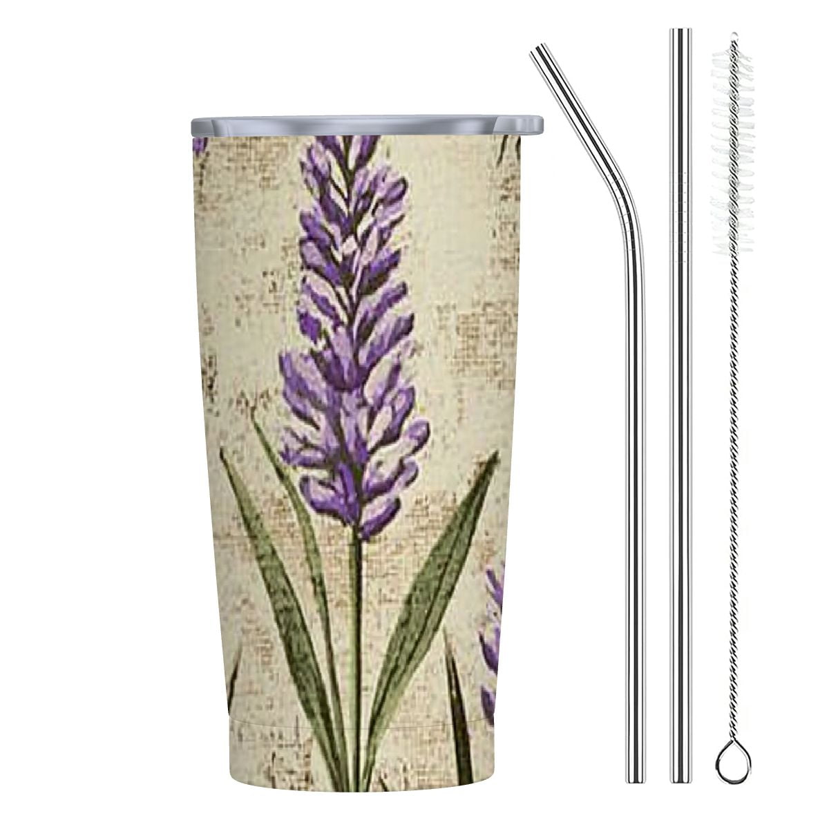 BCIIG Lavender Flowers 20oz Stainless Steel Car Tumbler with Straw, PS ...