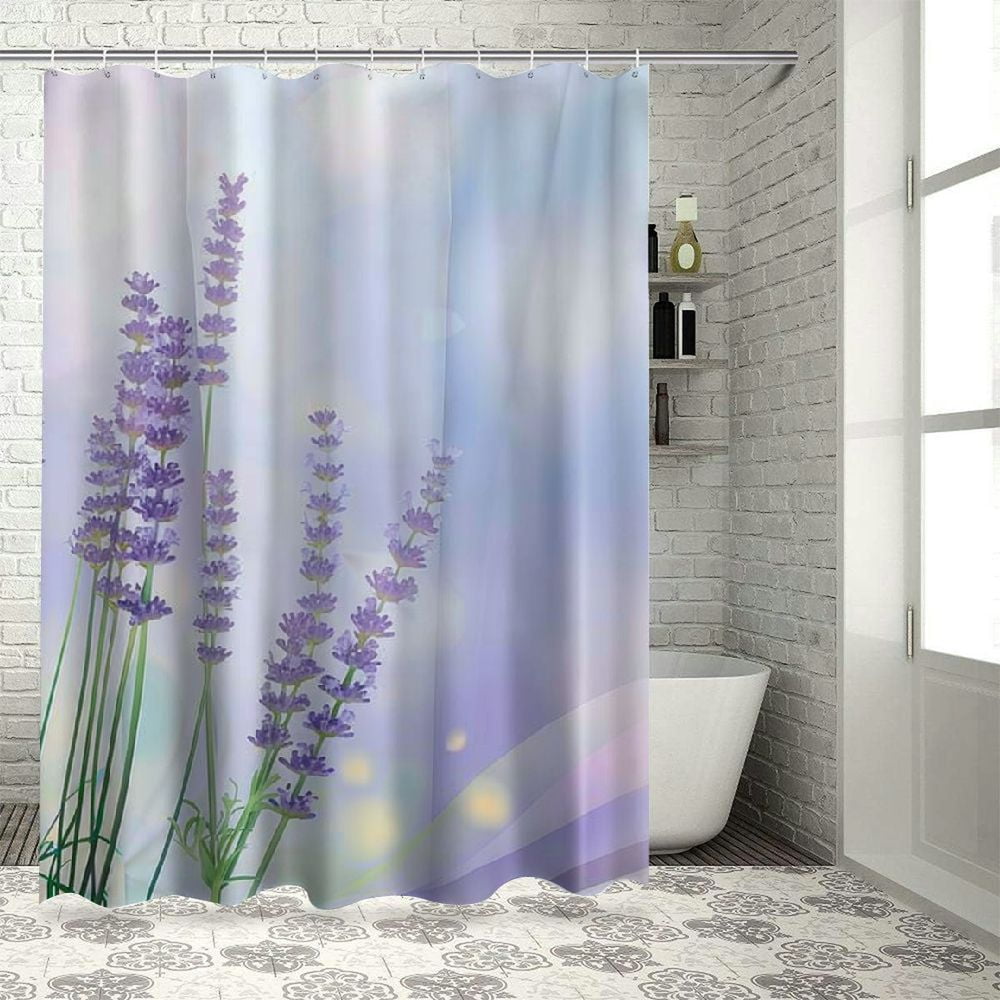 BCIIG Lavender Shower Curtain, Nature Inspired Abstract Backdrop with ...